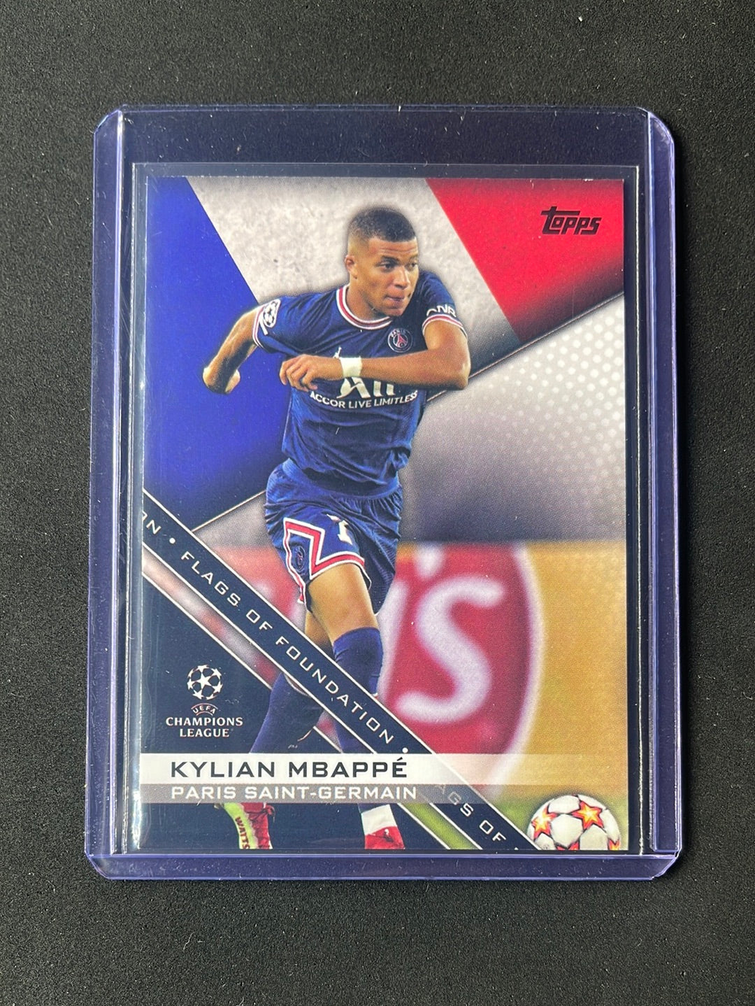 2021-22 Topps UEFA Champions League Kylian Mbappe Flags of Foundation